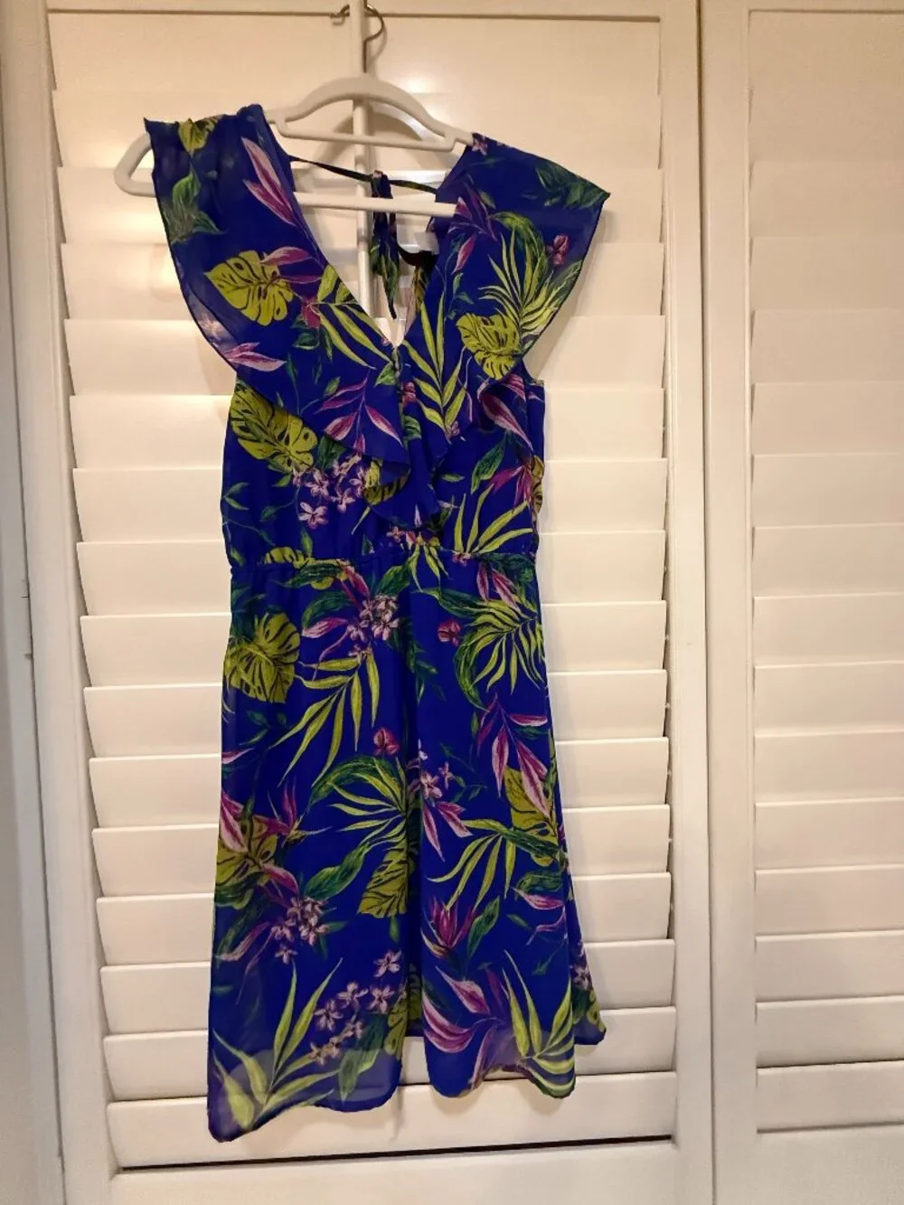 H&M | Dresses | Hm Blue Tropical Backless Dress Size 8 | Poshmark